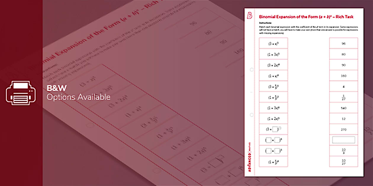 👉 Binomial Expansion Question-Answer Matching Activity | A Level