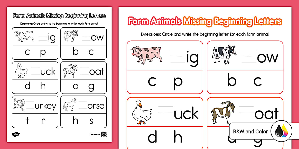 Missing Beginning Letter Worksheet | Twinkl USA - Twinkl