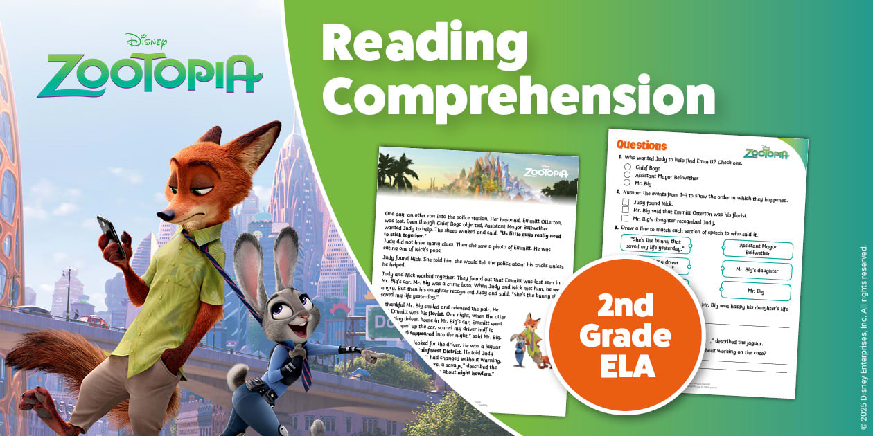 Zootopia: Second Grade Reading Comprehension Worksheet