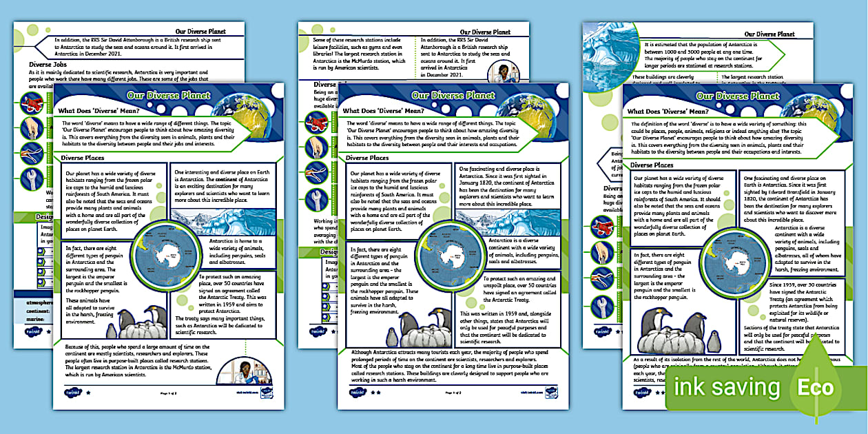 UKS2 Our Diverse Planet Differentiated Reading Comprehension Activity