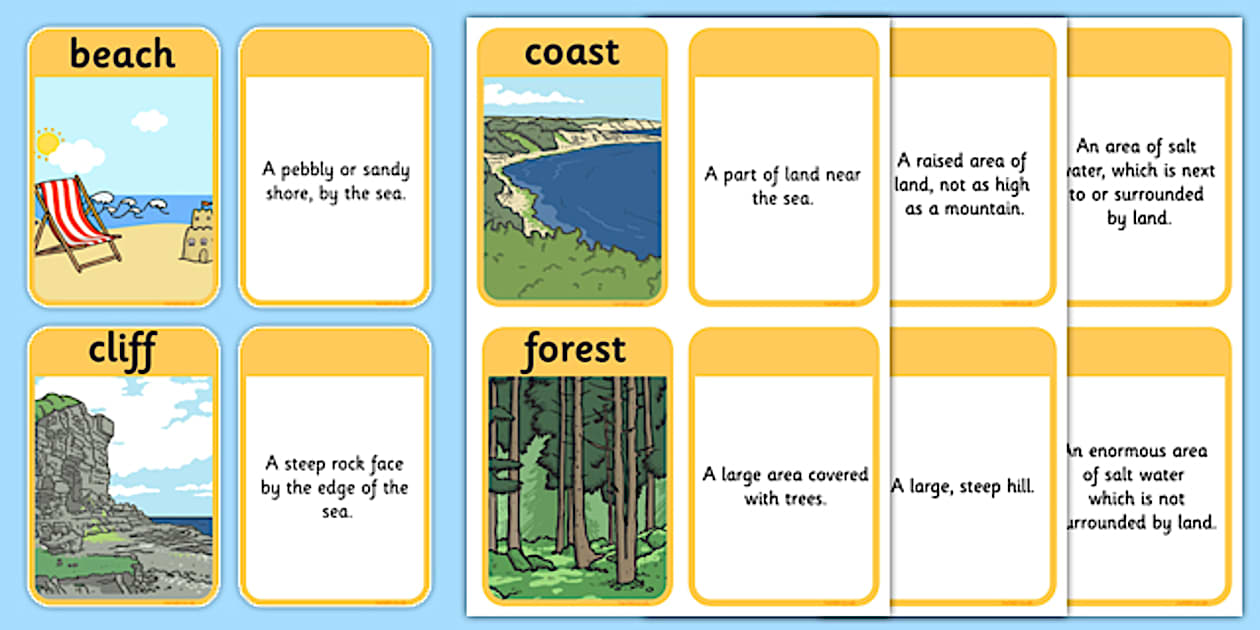Dyslexic KS1 Geography Keyword Matching Cards with Picture Prompts