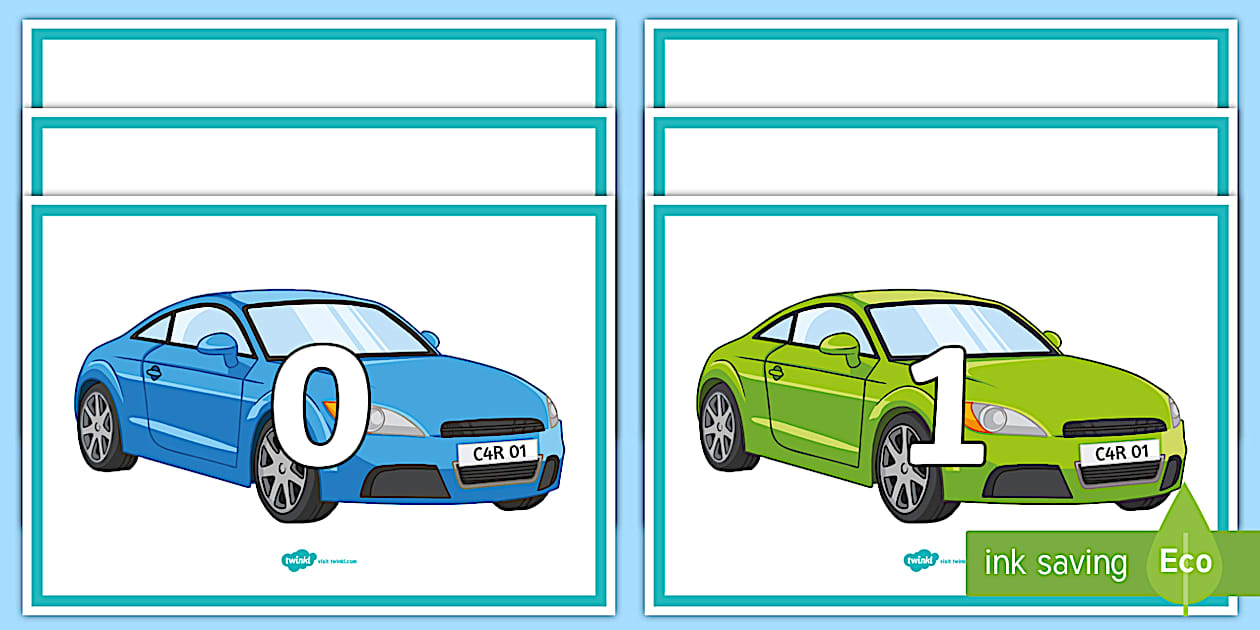 1 to 30 Cars Display Posters - Secondary - KS3 re-designs of KS2 content