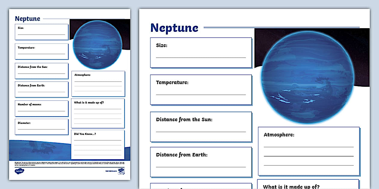 Neptune Fact File Template - Twinkl Science (teacher made)