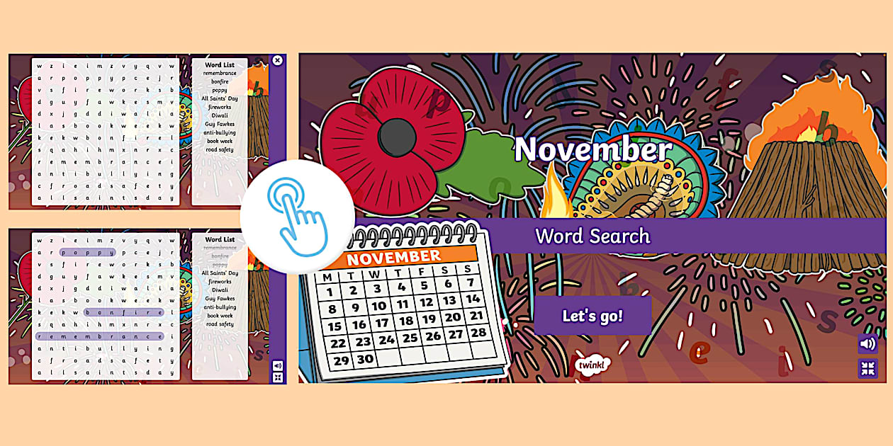 November Interactive Word Search - Twinkl