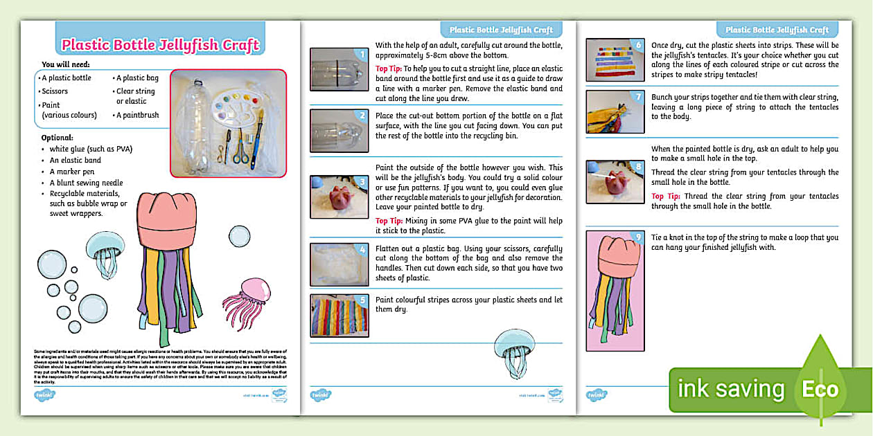 Plastic Bottle Jellyfish Craft - Arts and Crafts - Twinkl