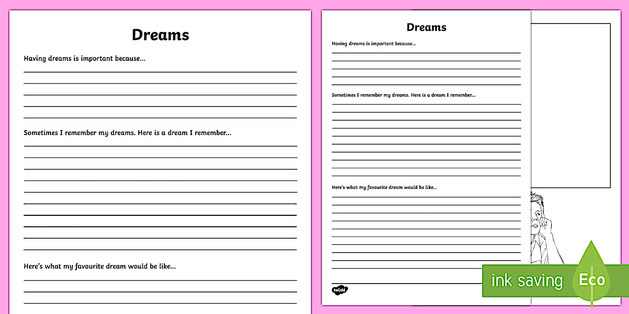 Editable Dreams Reflection Writing Template - Twinkl