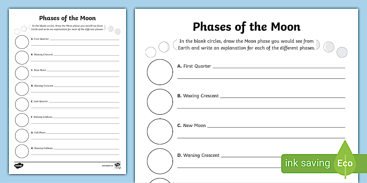 Explain Phases of the Moon Worksheet (teacher made) - Twinkl