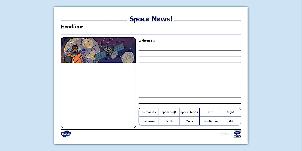 Space Newspaper Report Writing Template (teacher made)