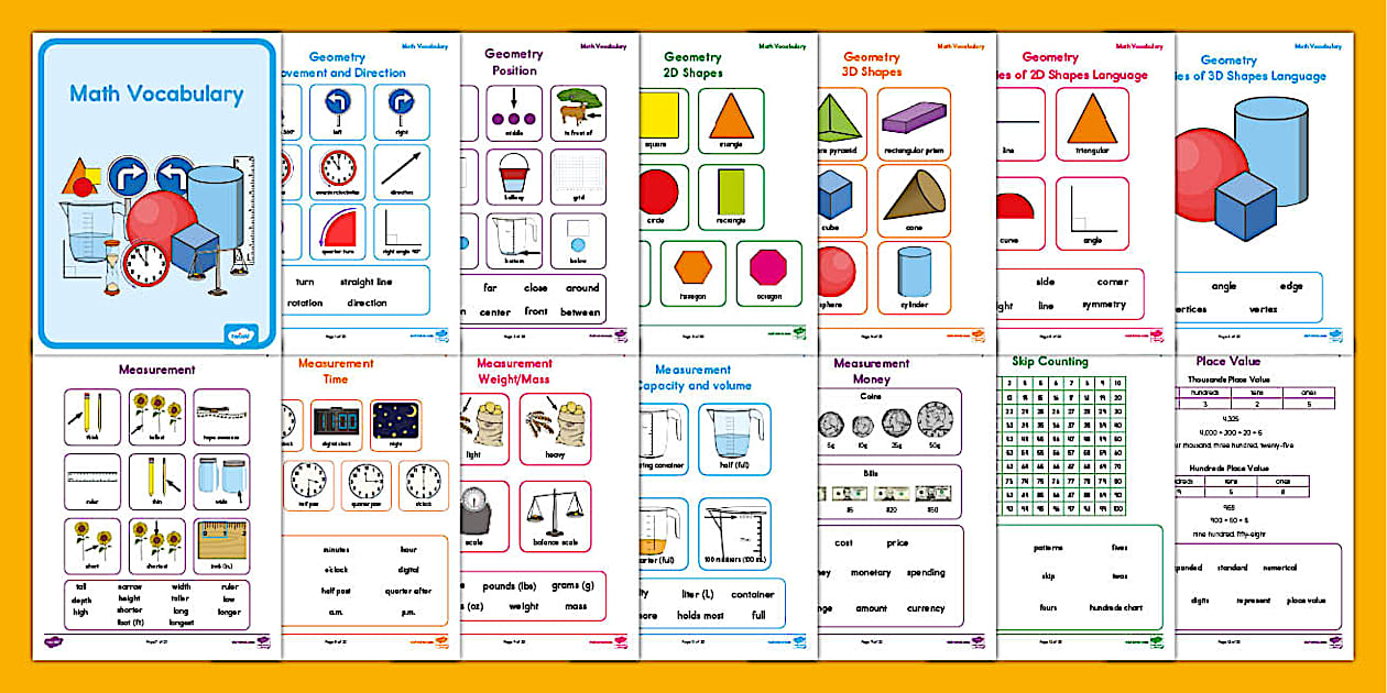 Math Vocabulary Booklet for K-2nd Grade - Twinkl