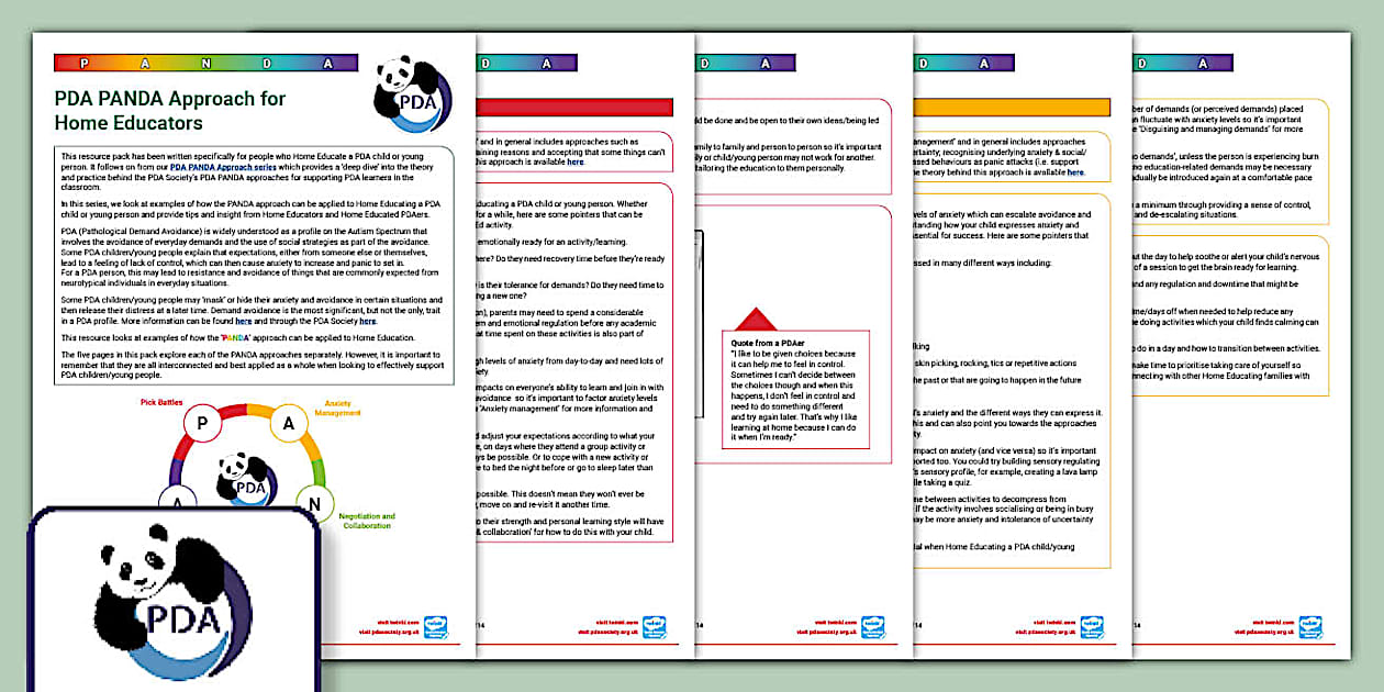 FREE! - PDA PANDA Approach for Home Educators (teacher made)