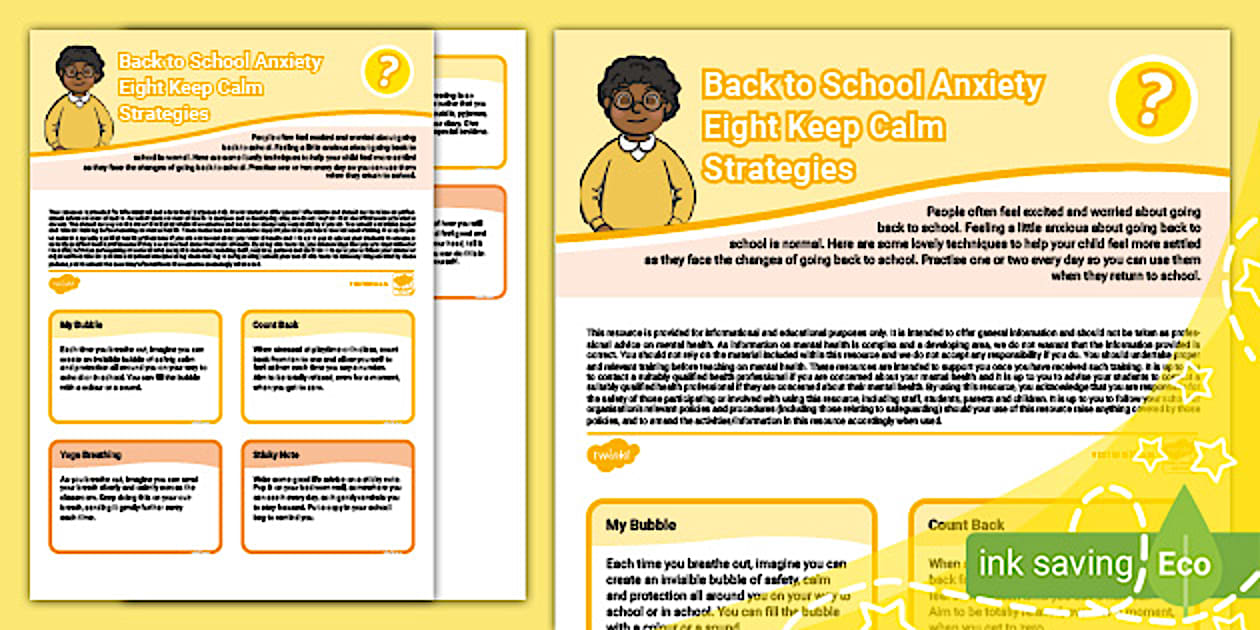 Back to School Keep Calm Strategies (Teacher-Made) - Twinkl