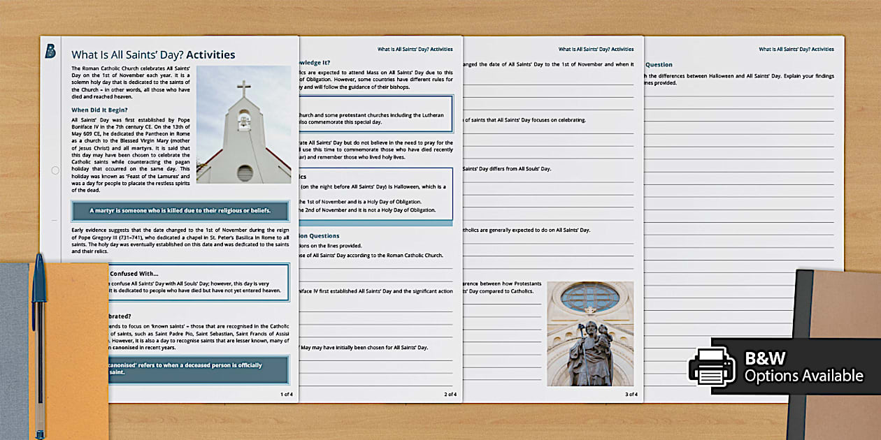 What Is All Saints' Day? Activities (Teacher-Made) - Twinkl