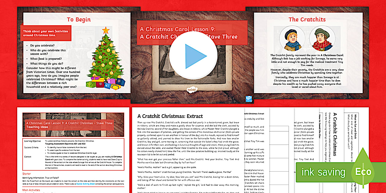 Editable A Christmas Carol Lesson 9: A Cratchit Christmas - Stave Three