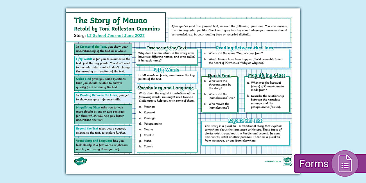 Level 3 June 2022 School Journal: The Story of Mauao (Story Comprehension)