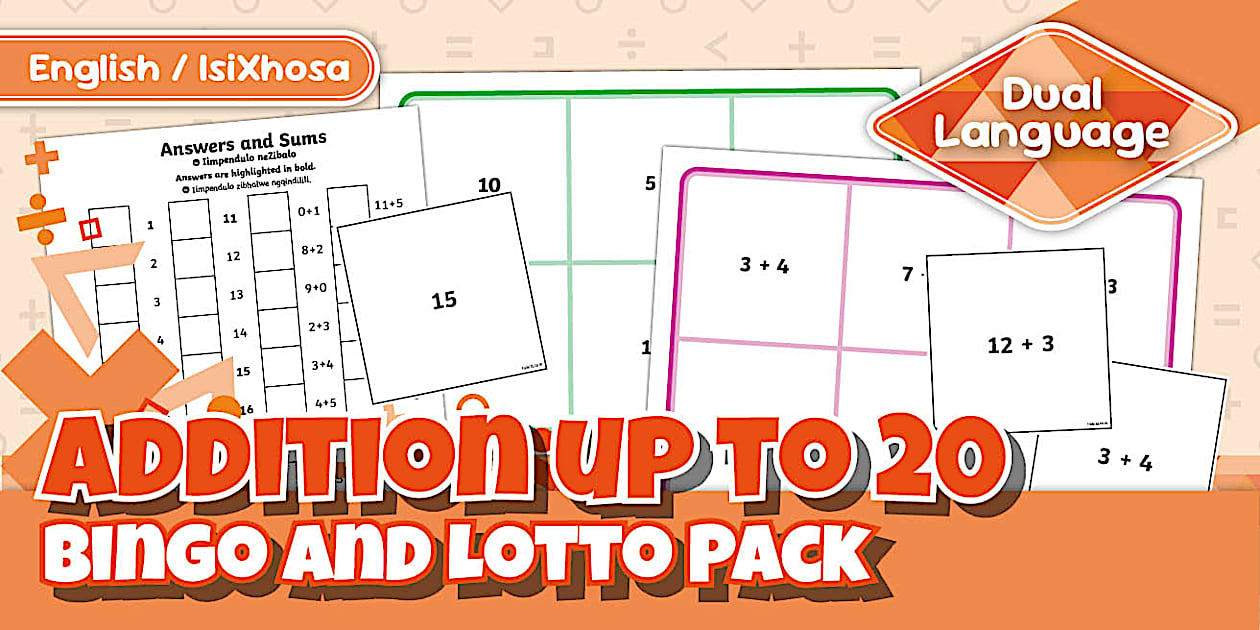Grade 4 Maths Term 4 - Addition up to 20 Bingo and Lotto Pack:
