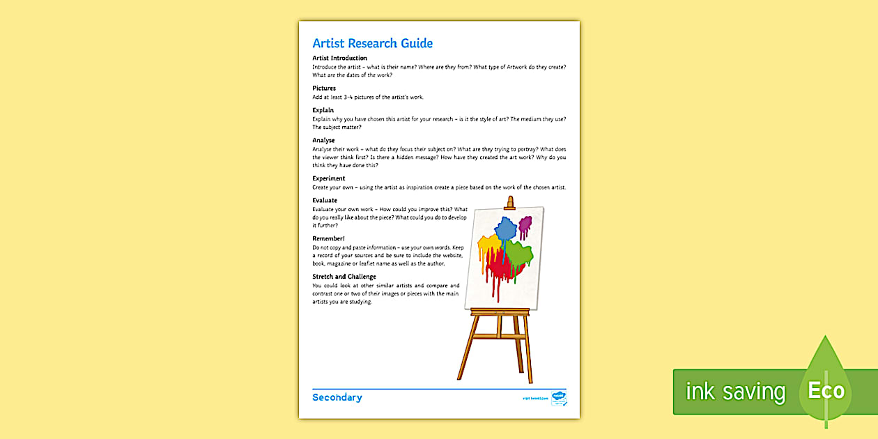 Artist Research Pages GCSE Guidance Checklist | Beyond Art