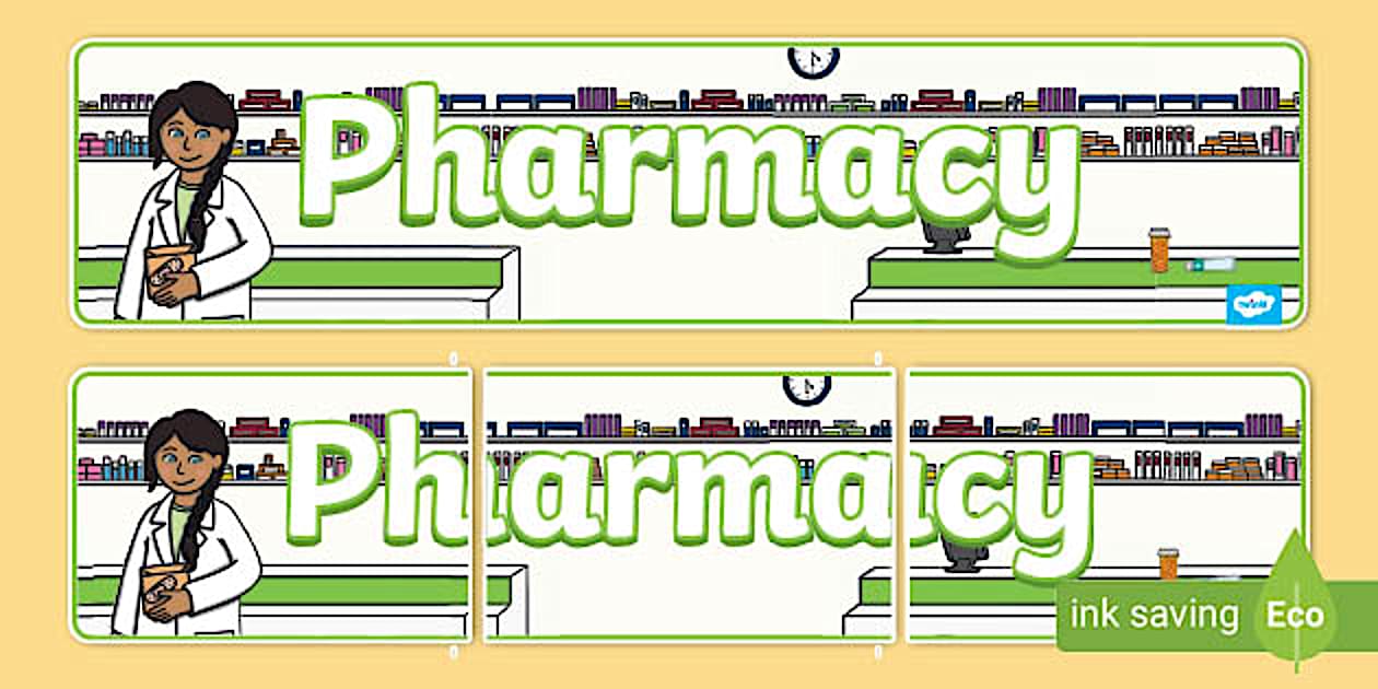 Cursive Pharmacy Role Play Display Banner (teacher made)