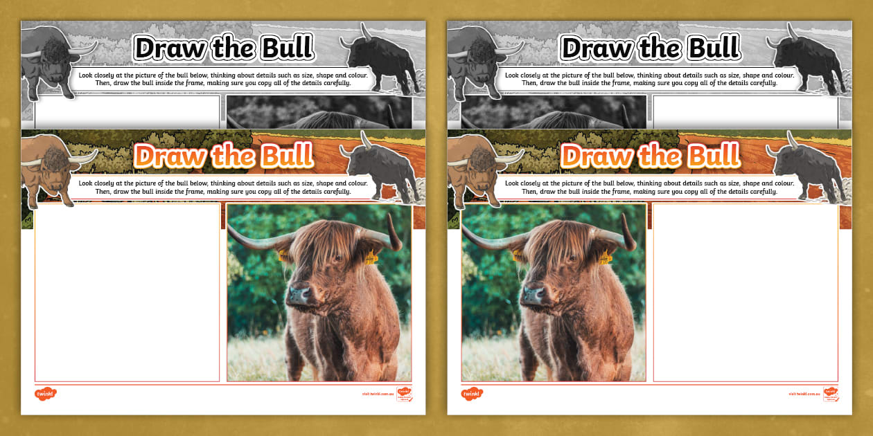 Draw the Bull Worksheet - Twinkl Drawing Skills - Twinkl