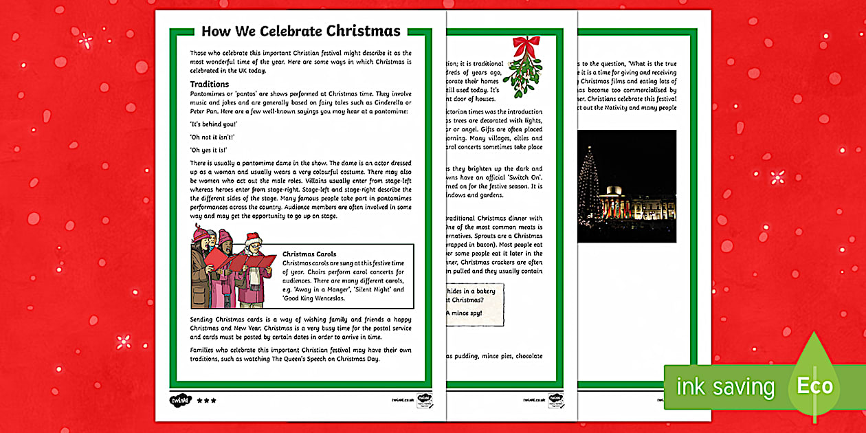 Lower Ability How We Celebrate Christmas Differentiated Fact File