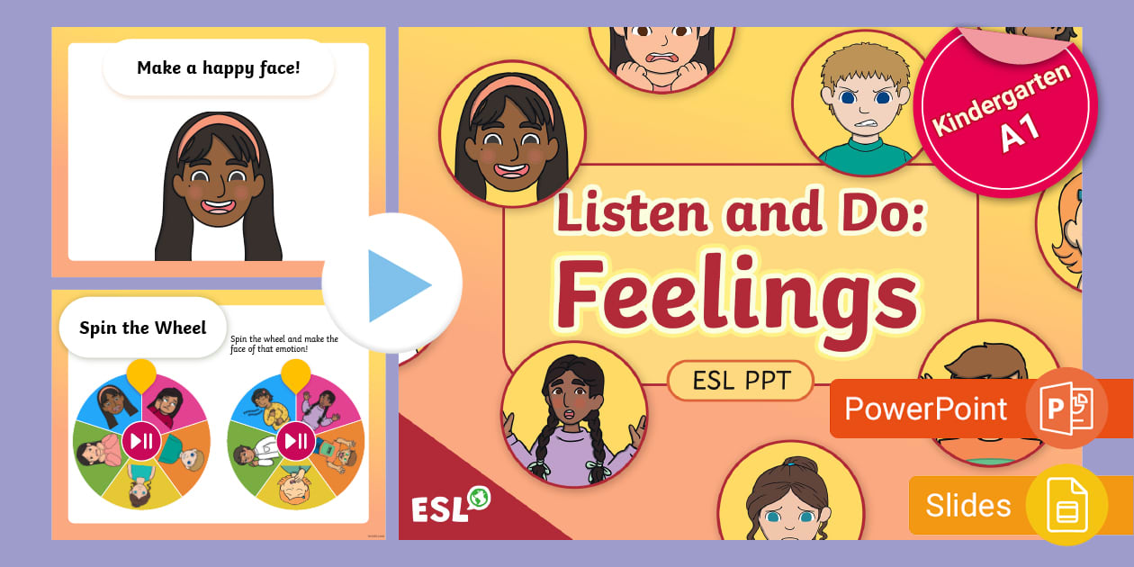 ESL Listen and Do: Feelings {Kindergarten, A1} - Twinkl