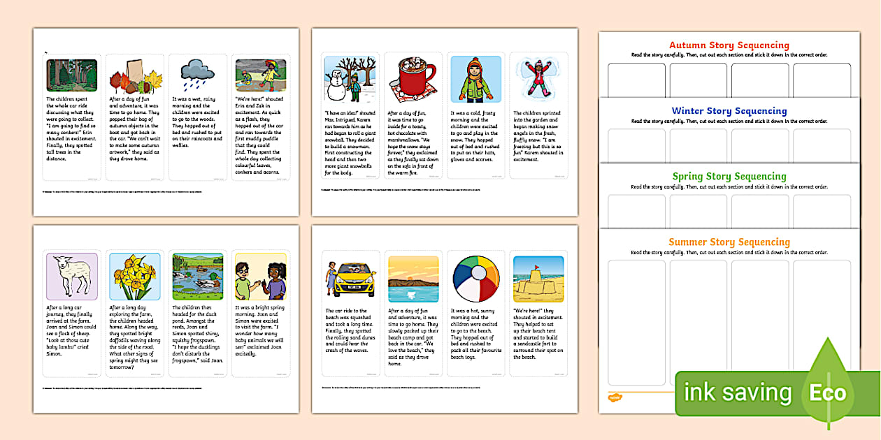 Seasons Story Sequencing Strips Pack (Teacher-Made) - Twinkl