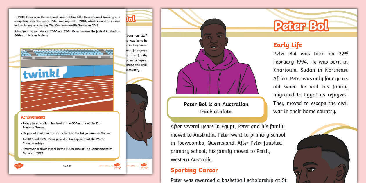 Australian Athlete Fact Sheet Peter Bol (teacher made)