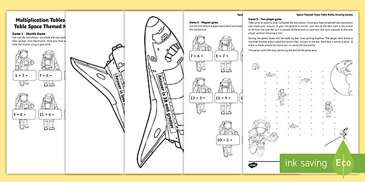 Year 4 Multiplication Tables up to 12 x 12 Space-Themed Maths Activity ...
