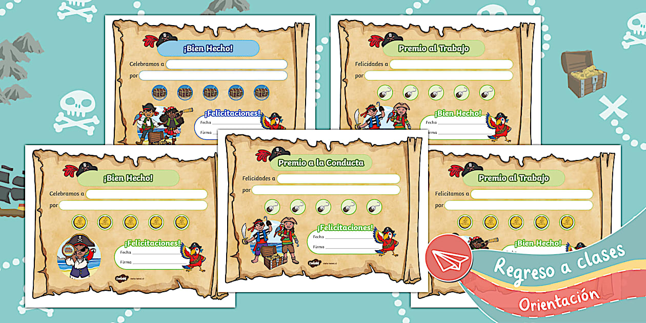 Certificados Recompensa Piratas (teacher made) - Twinkl