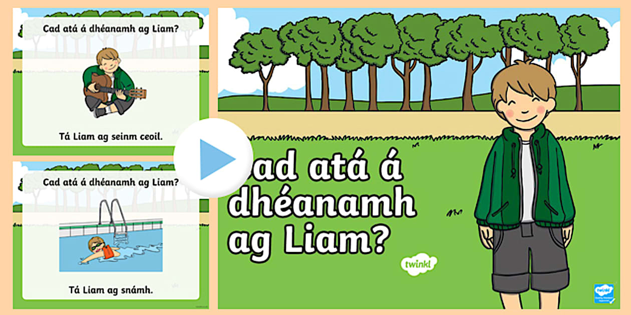 What is Liam Doing? PowerPoint Quiz Gaeilge (teacher made)
