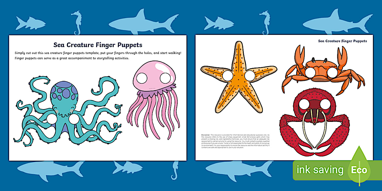 Sea Creature Finger Puppets | Twinkl | Finger Puppets | KS1