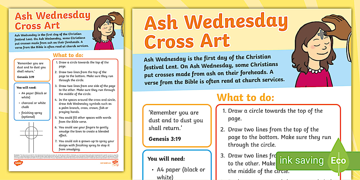 Use this Ash Wednesday Cross Activity for drawing a cross.