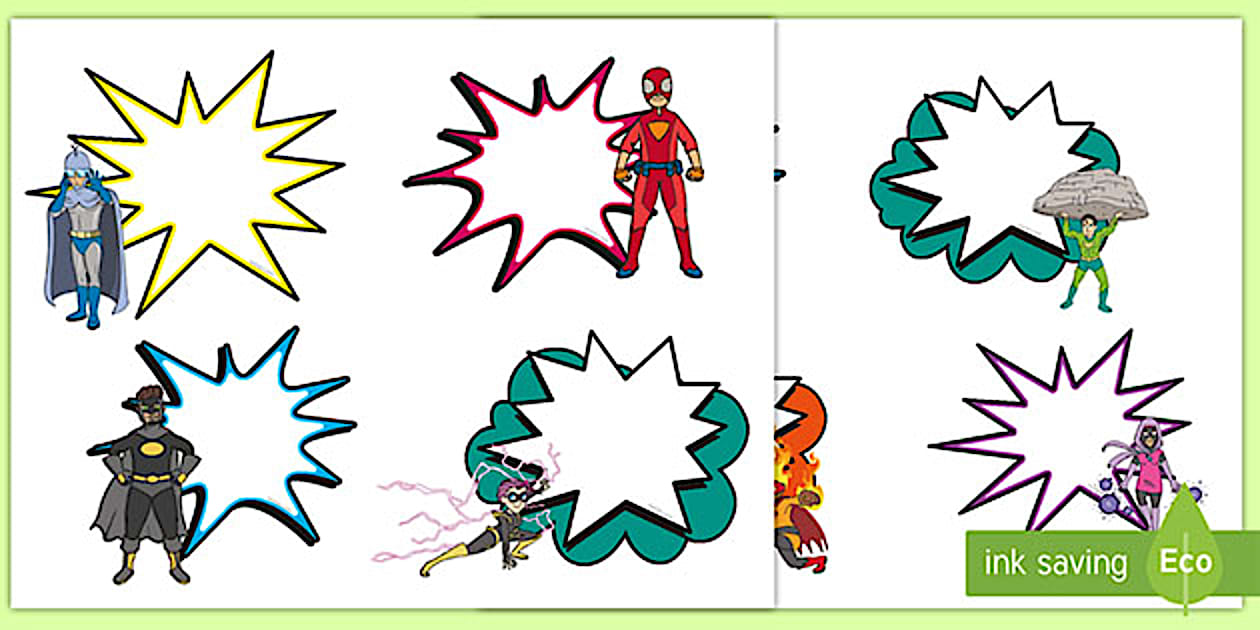 Superhero Speech Bubble Cutouts (Teacher-Made) - Twinkl