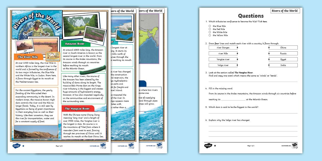 UKS2 Rivers of the World Differentiated Reading Comprehension