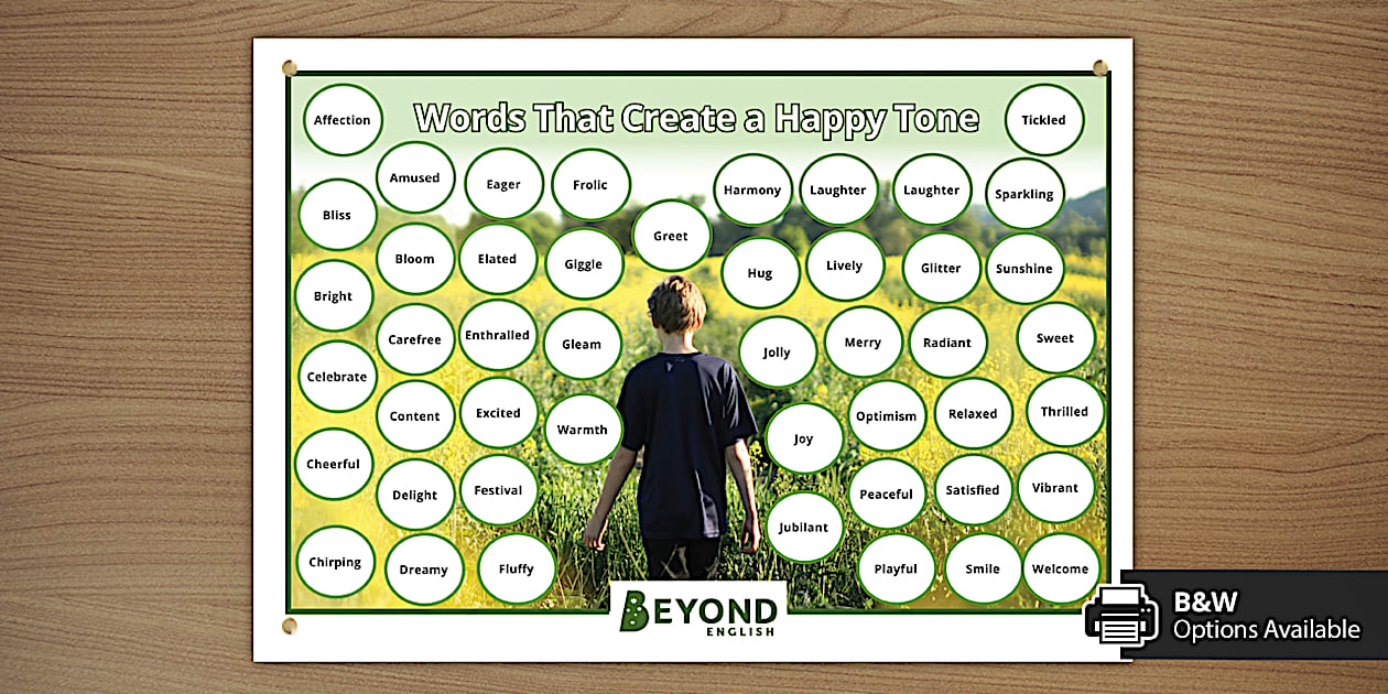 Words That Create a Happy Tone - Poster (teacher made)