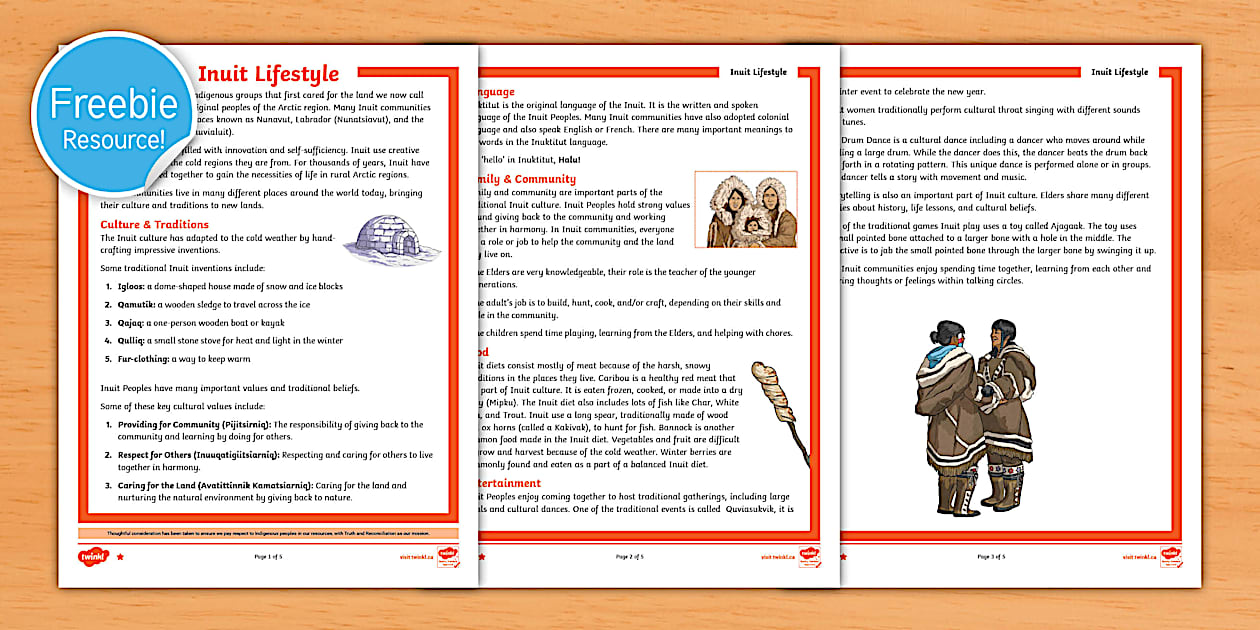 FREE! - Inuit Lifestyle Differentiated Reading Comprehension