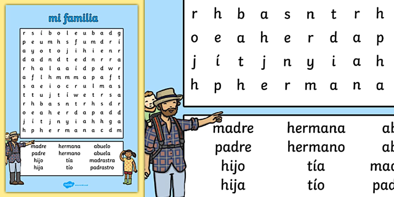 Mi Familia Word Search Spanish (teacher made) - Twinkl