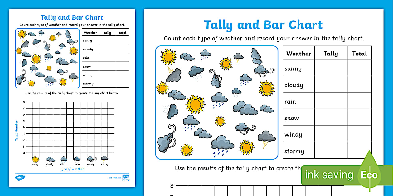 👉 Weather Tally Chart Activity Sheet (teacher made)