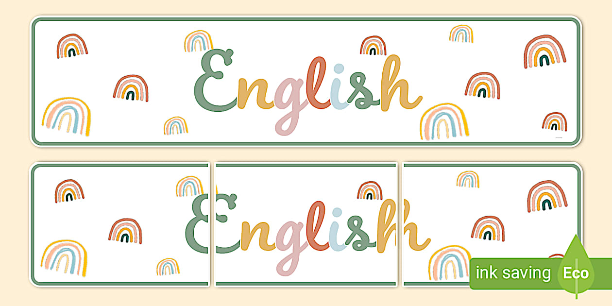 Muted Rainbow Themed English Display Banner - KS1 - Twinkl