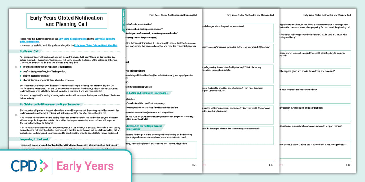 Early Years Ofsted Notification and Planning Call (Handout)