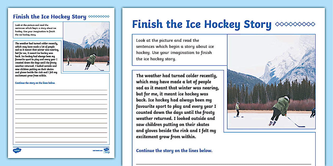 Finish the Ice Hockey Story Paper Writing Template - Twinkl