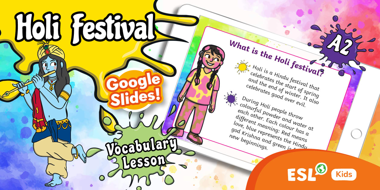ESL Holi Festival Vocabulary Lesson for Kids