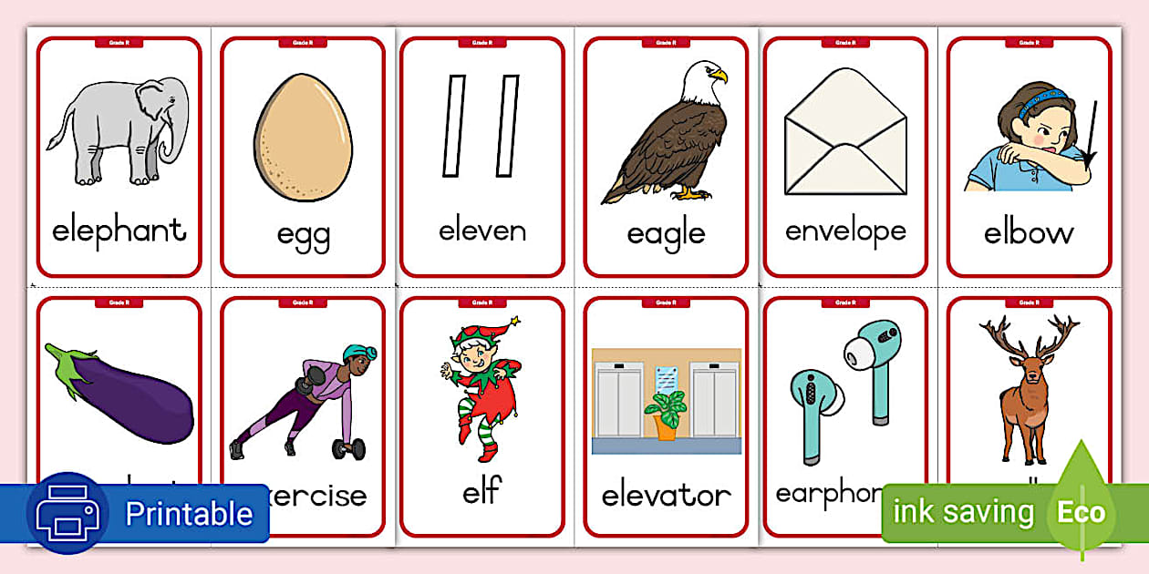 Gr. R Phonics: E Flashcards (professor feito) - Twinkl