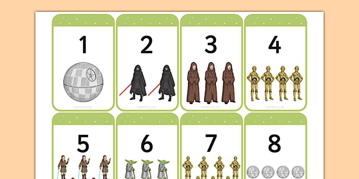 Black and White Space Wars Themed Number Flashcards - Twinkl