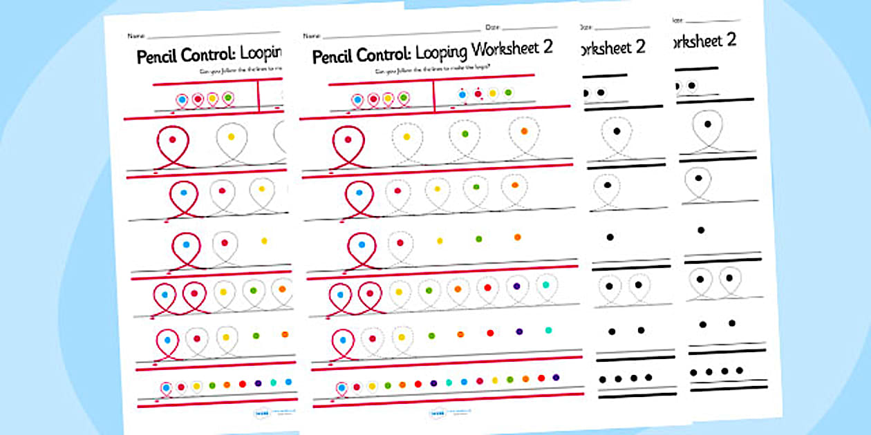 Black and White Pencil Control Looping Worksheet 2 - Twinkl