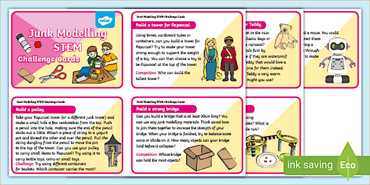 STEM Printable Junk Modelling Challenge Cards (teacher made)