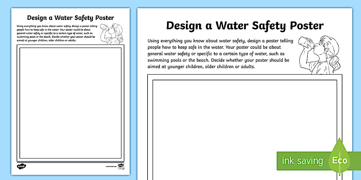 KS2 Design a Water Safety Poster Worksheet (teacher made)
