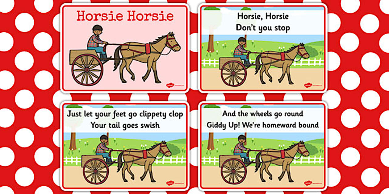 Black and White Horsie Horsie Sequencing Cards - Twinkl