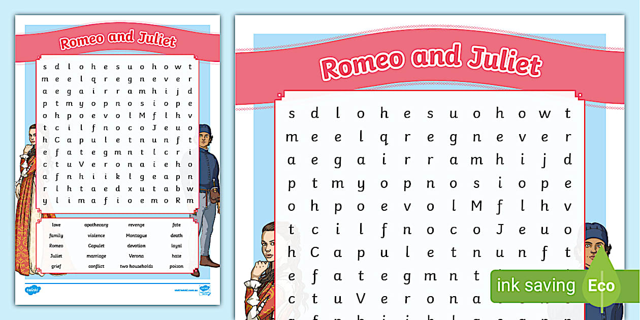 Romeo and Juliet Word Search | Primary Resources - Twinkl