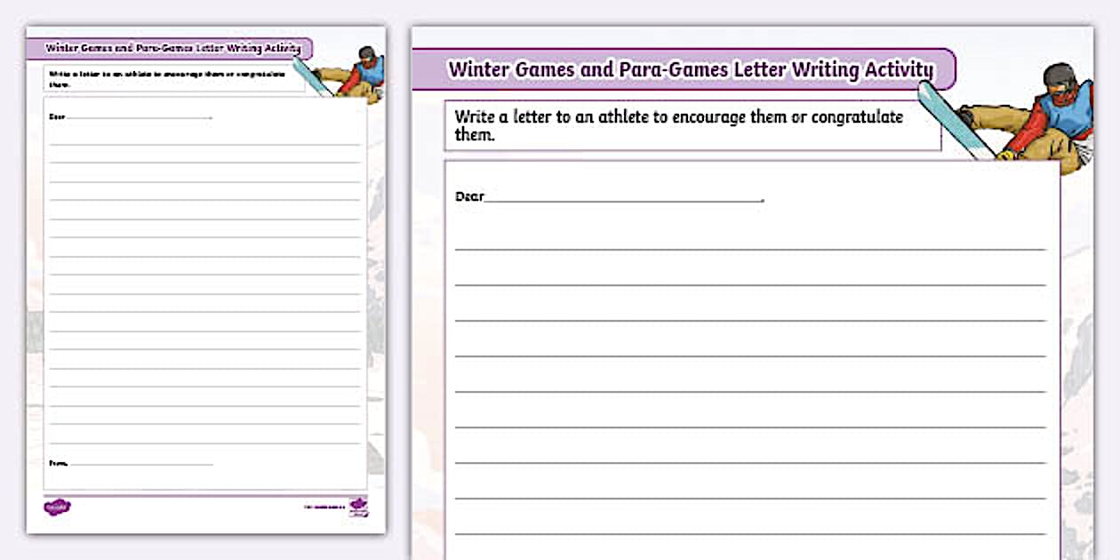 Winter Games and Para-Games Letter Writing Activity