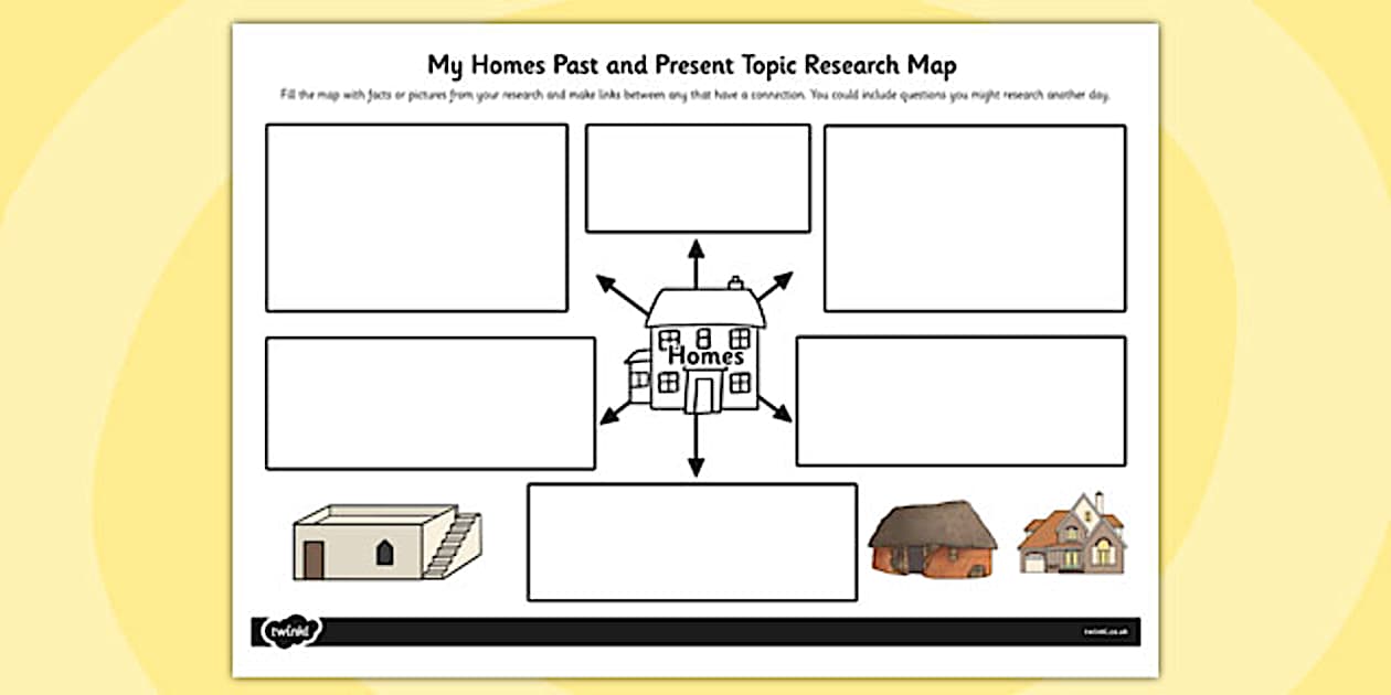 Editable Homes Past and Present Topic Research Map - Twinkl